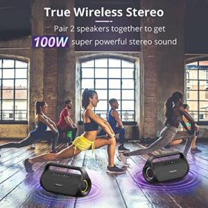 Tronsmart Bang Mini Portable Bluetooth Speaker with 50W Wireless Stereo Sound, IPX6 Waterproof Loud Speaker for Home/Outdoor/Party, Bluetooth 5.3, Beat-Driven Light Show, Support NFC, Micro SD, AUX