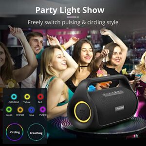 Tronsmart Bang Mini Portable Bluetooth Speaker with 50W Wireless Stereo Sound, IPX6 Waterproof Loud Speaker for Home/Outdoor/Party, Bluetooth 5.3, Beat-Driven Light Show, Support NFC, Micro SD, AUX