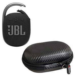 jbl clip 4 waterproof portable bluetooth speaker bundle with gsport carbon fiber case (black)