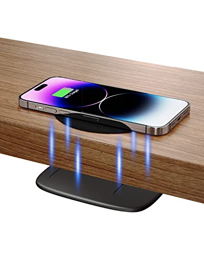 KPON Invisible Wireless Charger - 40MM(1.57") Under Desk Wireless Phone Charger - Hidden Charging Station for iPhone 14/13/12/Wireless Phones(Adapter Included)