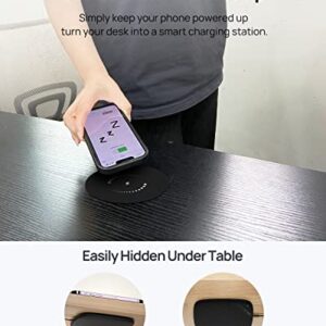 KPON Invisible Wireless Charger - 40MM(1.57") Under Desk Wireless Phone Charger - Hidden Charging Station for iPhone 14/13/12/Wireless Phones(Adapter Included)