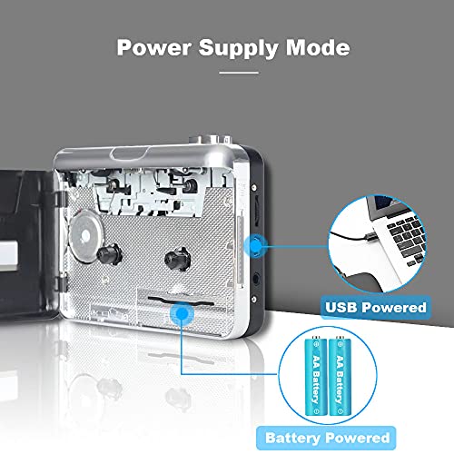 Updated Cassette Player with Speaker-Portable Cassette Tape to MP3 Converter- Convert Tapes to Digital Format via USB, Compatible with Mac Laptops & Personal Computers