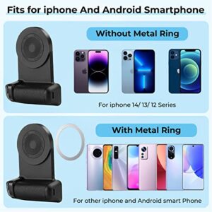 Magnetic Camera Handle Bluetooth Bracket- Smartphone Handle Photo Holder 10W Qi Wireless Charging Stand Phone Hand Grip with Magsafe Bluetooth Wireless Remote Control for Video Photo Shooting (Black)