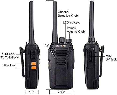 Retevis RT27 Walkie Talkies for Adults, Heavy Duty Two Way Radios Long Range, VOX Hands Free, Local Alarm, Rugged 2 Way Radio (6 Pack) with Six-Way Charger Base, for School Construction Farm