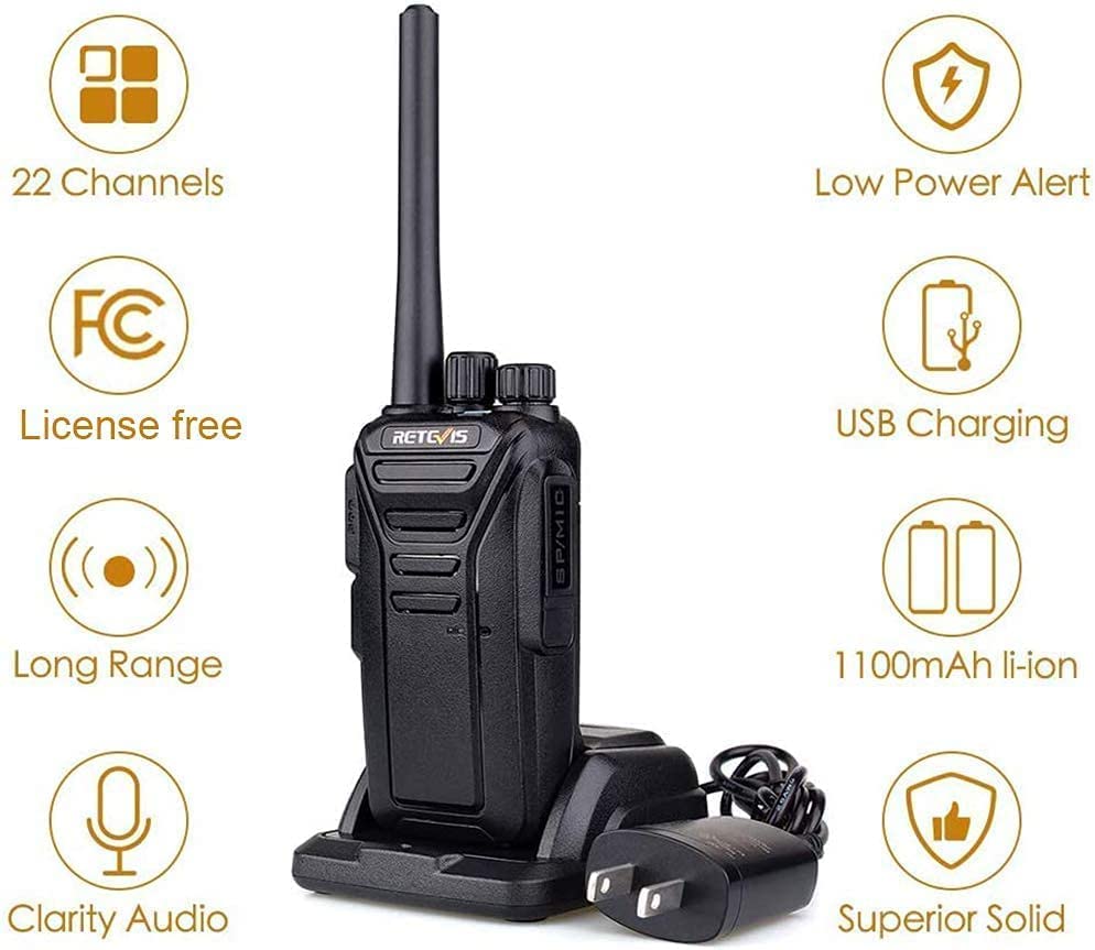 Retevis RT27 Walkie Talkies for Adults, Heavy Duty Two Way Radios Long Range, VOX Hands Free, Local Alarm, Rugged 2 Way Radio (6 Pack) with Six-Way Charger Base, for School Construction Farm