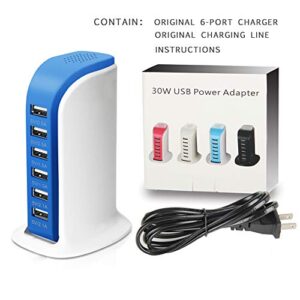 6-Port USB Wall Charger Desktop Charging Station Quick Charge 2.1,Compatible with lphone 13, 12, 11, XS, XR, X, SE, 8, 7, Ipads, Samsung Galaxy, Tablets and Other Electronics(Black)