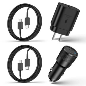 usb c samsung galaxy fast charger, super fast 25w samsung wall charger block with 2x type c cable+60w dual car charger for samsung galaxy s23 ultra/s23+/s23/s22 ultra/s22+/s22/s21/s20/note 20/note 10+