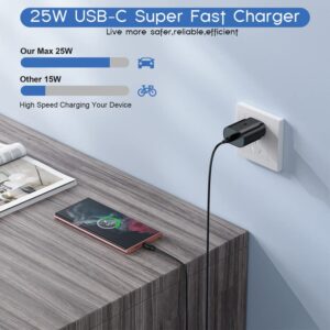 USB C Samsung Galaxy Fast Charger, Super Fast 25W Samsung Wall Charger Block with 2X Type C Cable+60W Dual Car Charger for Samsung Galaxy S23 Ultra/S23+/S23/S22 Ultra/S22+/S22/S21/S20/Note 20/Note 10+