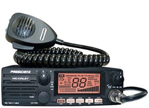 president electronics mc kinley usa hm am/ssb tranceiver cb radio, 40 channels, 7 weather channels, channel rotary switch, volume adjustment and on/off, multi-functions lcd display, 12/24v