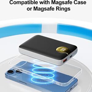 Mag-Safe Battery Pack for Apple,10000mAh Mag-Safe Power Bank,Mag-Safe Portable Charger,Magnetic Power Bank for iPhone,Magnetic Portable Charger Compatible for iPhone 14/13/12 Mini/Pro/Pro Max Black