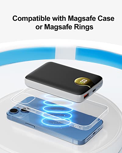 Mag-Safe Battery Pack for Apple,10000mAh Mag-Safe Power Bank,Mag-Safe Portable Charger,Magnetic Power Bank for iPhone,Magnetic Portable Charger Compatible for iPhone 14/13/12 Mini/Pro/Pro Max Black