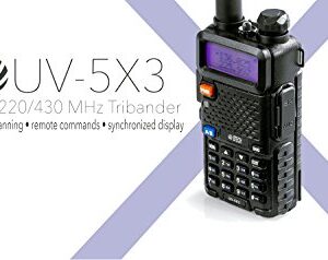 BTECH UV-5X3 5 Watt Tri-Band Radio : VHF, 1.25M, UHF, Amateur (Ham), Includes Dual Band Antenna, 220 Antenna, Earpiece, Charger, and More Two-Way Radio