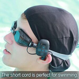 SEWOBYE Waterproof MP3 Player for Swimming and Running, Underwater Headphones with Short Cord, Shuffle Feature