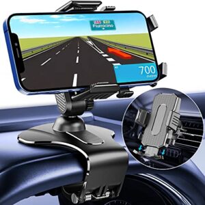 ksyer phone mount for car dashboard & air vent, 1200 degree rotation cell phone holder car [multi-angles], car phone holder mount for iphone samsung all smartphone (black)