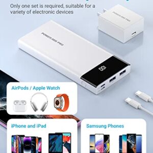 POWERADD PRO Portable Charger 10000mAh PD 20W Fast Charge Power Bank 2 Inputs 3 Outputs External Battery Pack Bundle with 20W USB C Wall Charger Compatible with iPhone 14 13 iPad Samsung Pixel.