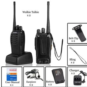 Baofeng Long Range Walkie Talkies Two Way Radios with Earpiece 2 Pack UHF Handheld Rechargeable BF-888s Interphone for Adults or Kids Hiking Biking Camping Li-ion Battery and Charger Included