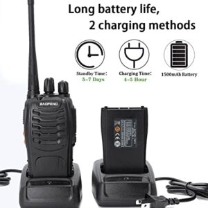 Baofeng Long Range Walkie Talkies Two Way Radios with Earpiece 2 Pack UHF Handheld Rechargeable BF-888s Interphone for Adults or Kids Hiking Biking Camping Li-ion Battery and Charger Included