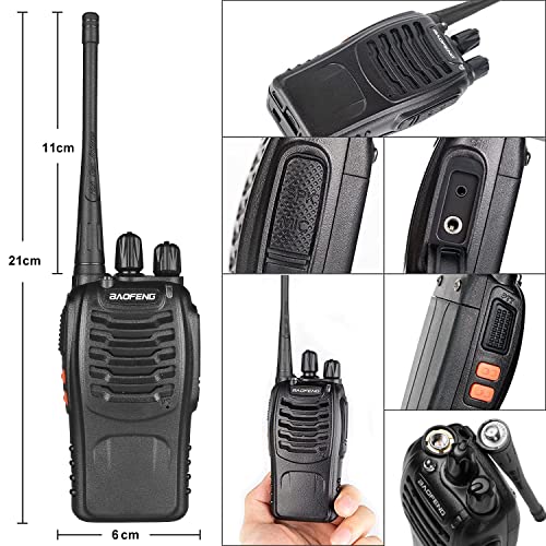 Baofeng Long Range Walkie Talkies Two Way Radios with Earpiece 2 Pack UHF Handheld Rechargeable BF-888s Interphone for Adults or Kids Hiking Biking Camping Li-ion Battery and Charger Included