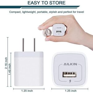 USB Charger, iPhone Wall Charger Block, AILKIN 3Pack Single Port iPhone Fast Charging Power Adapter Plug Cube Compatible with iPhone 14 13 12 Pro Mini Max 11 XR, Samsung Galaxy S23 S22 S21 A52, Google