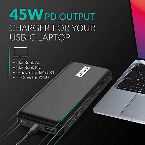 ELECJET PowerPie P20 45W Fast Portable Charger, 20,000 mAH Power Bank for Samsung and Laptop Devices