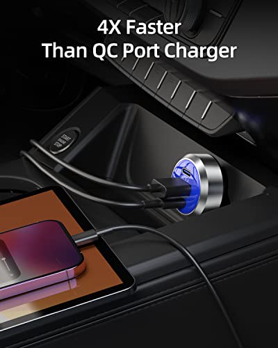 USB C Car Charger, 65W 3-Port Super Fast Car Charger Adapter, PD & QC 3.0 Type C Cigarette Lighter USB Charger, USB C Car Phone Charger Adapter for iPhone 14 Pro Max/13, Samsung Galaxy, Google Pixel