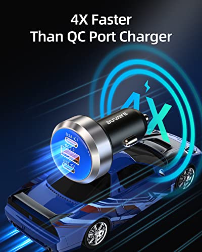 USB C Car Charger, 65W 3-Port Super Fast Car Charger Adapter, PD & QC 3.0 Type C Cigarette Lighter USB Charger, USB C Car Phone Charger Adapter for iPhone 14 Pro Max/13, Samsung Galaxy, Google Pixel