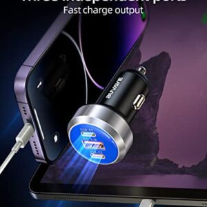 USB C Car Charger, 65W 3-Port Super Fast Car Charger Adapter, PD & QC 3.0 Type C Cigarette Lighter USB Charger, USB C Car Phone Charger Adapter for iPhone 14 Pro Max/13, Samsung Galaxy, Google Pixel