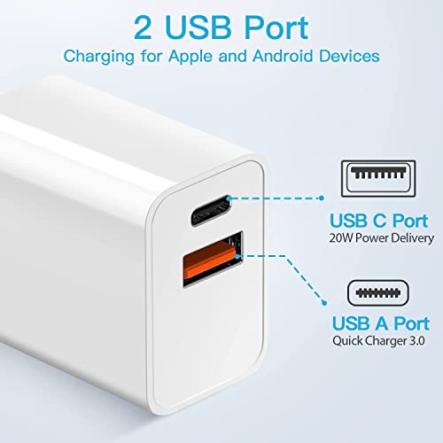 USB C Charger, Apple Watch Series 8, iPhone 14 Charger Block, 2-Pack 20W USB C Wall Charger, Fast Charging Block, Charger Brick Compatible New iPhone 13 Pro Max Charger Block Cube for Apple Watch