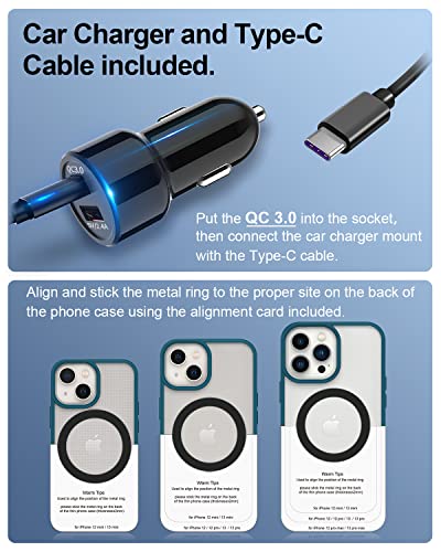 OQTIQ Magnetic Wireless Car Charger Mount for MagSafe Cup Holder Car Phone Mount Charger Adjustable Fast Charging with Cooling Fan Compatible with iPhone 14 13 12 Pro Max Mini [with QC 3.0 Adapter]