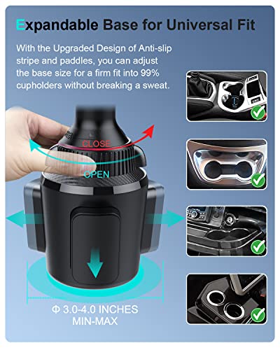 OQTIQ Magnetic Wireless Car Charger Mount for MagSafe Cup Holder Car Phone Mount Charger Adjustable Fast Charging with Cooling Fan Compatible with iPhone 14 13 12 Pro Max Mini [with QC 3.0 Adapter]