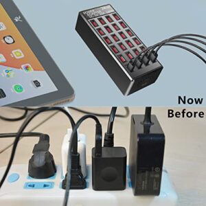 100w 24(20A) Port, USB Fast Charging Station,Travel Desktop USB Rapid Charger,Multi Ports Charging Station Organizer Compatible with Smartphones,Tables,and More Devices