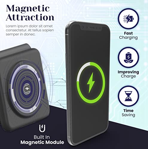 3MATIX 3 in 1 Wireless Charger, Fast Wireless Charging Pad, Travel Charger for Multiple Devices, Foldable 3 in 1 Wireless Charging Station Apple Compatible with iPhone 14/13/12, AirPods 3/2, iWatch