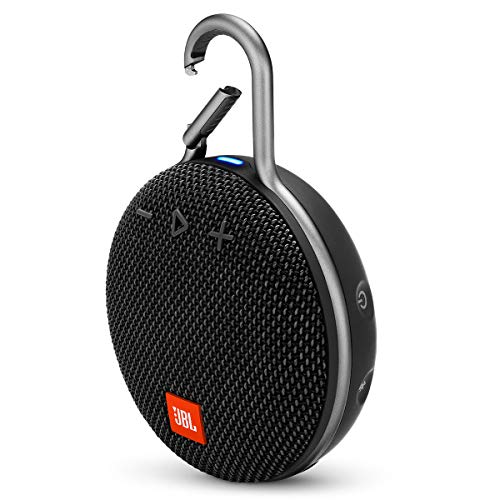 JBL Clip 3 Portable IPX7 Waterproof Wireless Bluetooth Speaker with Built-in Carabiner, Noise-Canceling Speakerphone and Microphone, Black (Renewed)