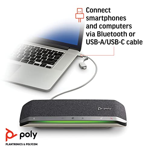 Poly - Sync 40 Smart -Speakerphone (Plantronics) - Flexible Work Spaces - Connect to PC/Mac via Combined USB-A/USB-C -Cable and Smartphones via -Bluetooth - Works with Teams, Zoom & more