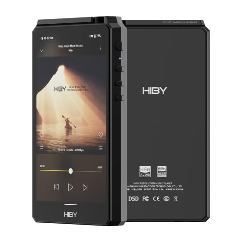 HiBy R6 III Digital Audio Player Portable Hi Res Audio Player MP3 MP4 Player with Class A&AB Dac Amp Android 12 Bluetooth 5.0 WiFi 2.4G+5G 4500mAh(Black)