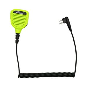 keyblu cp200d waterproof shoulder speaker mic 2 pin two way radio microphone with 3.5mm audio jack compatible with motorola cp200 cls1410 cls1110 rdm2070d walkie talkie (for motorola, green)