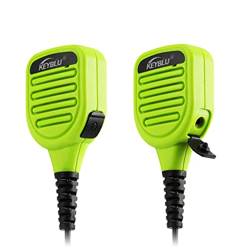 KEYBLU CP200D Waterproof Shoulder Speaker Mic 2 Pin Two Way Radio Microphone with 3.5mm Audio Jack Compatible with Motorola CP200 CLS1410 CLS1110 RDM2070D walkie Talkie (for Motorola, Green)