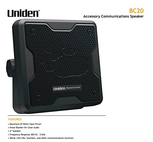 Uniden (BC20) Bearcat 20-Watt External Communications Speaker. Durable Rugged Design, Perfect for Amplifying Uniden Scanners, CB Radios, and Other Communications Receivers ,Black