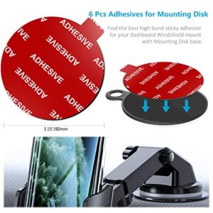 AZXYI 6 PCS Windshield Mount Adhesives for Suction Cup Mount, 80mm( 3.15 inches) Circle Double-Sided Sticker Pads for Dashboard Mounting Disk and Windshield Camera, GPS, Car Phone Mount