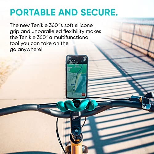 Tenikle® 360° - Flexible Tripod for Phone Camera GoPro, As Seen on Shark Tank, Bendable Suction Cup Camera & Phone Mount, Phone Holder for Car, Compatible w/iPhone & Android (Tenikle® 360° Teal)