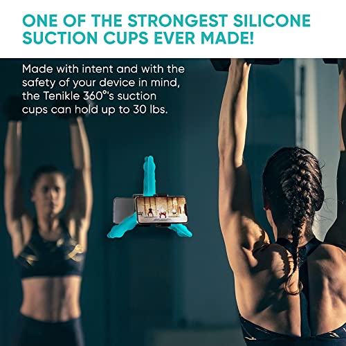 Tenikle® 360° - Flexible Tripod for Phone Camera GoPro, As Seen on Shark Tank, Bendable Suction Cup Camera & Phone Mount, Phone Holder for Car, Compatible w/iPhone & Android (Tenikle® 360° Teal)