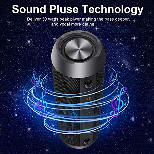 Bluetooth Speakers, 30W Portable Speaker Loud Stereo Sound, Rich Bass IP67 Waterproof, 30+ Hour Playtime, Built-in Mic, Wireless Speaker with TF, AUX, FM for Shower, Pool, Party, Travel, Outdoors