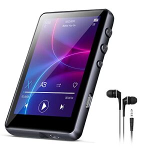 32g mp3 player bluetooth 5.0, full touch screen hifi lossless mp3 music player, line-in speaker, with line recorder, fm radio, support up to 128 gb (black)