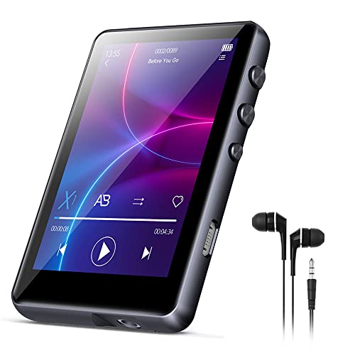 32G MP3 Player Bluetooth 5.0, Full Touch Screen HiFi Lossless MP3 Music Player, Line-in Speaker, with line Recorder, FM Radio, Support up to 128 GB (Black)