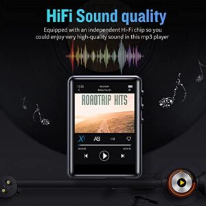 32G MP3 Player Bluetooth 5.0, Full Touch Screen HiFi Lossless MP3 Music Player, Line-in Speaker, with line Recorder, FM Radio, Support up to 128 GB (Black)