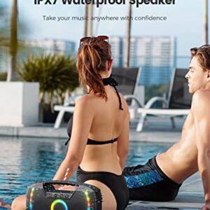 Portable Bluetooth Speaker, 40W(60W peak)Stereo Loud Sound, IPX7 Waterproof Speaker with Beat-Driven Lights,Deep Bass, Bluetooth 5.3 Wireless Pairs, 10000mAh Battery for Outdoor, Party, Camping Gifts