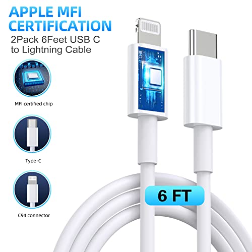 iPhone 14 13 Fast Charger,3Pack Apple Charger iPhone Charger,Apple Super Fast USB C Wall Charger[Apple MFi Certified]6FT Type C to Lightning Cable for iPhone 14/14 Plus/13 MiNi/12 Pro Max/11 Pro/iPad