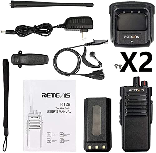 Retevis RT29 Waterproof Walkie Talkie,2 Way Radios Long Range,3200mAh,Rechargeable,Emergency Security,Heavy Duty Two Way Radio with Earpiece (2 Pack)