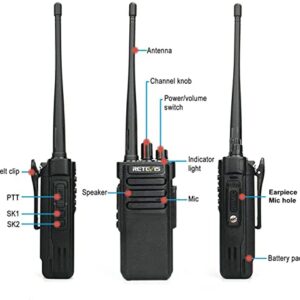 Retevis RT29 Waterproof Walkie Talkie,2 Way Radios Long Range,3200mAh,Rechargeable,Emergency Security,Heavy Duty Two Way Radio with Earpiece (2 Pack)