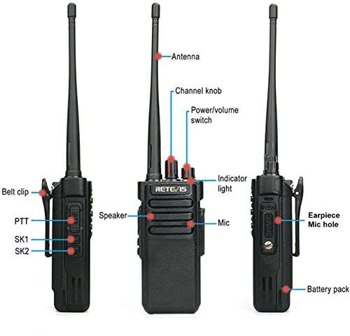 Retevis RT29 Waterproof Walkie Talkie,2 Way Radios Long Range,3200mAh,Rechargeable,Emergency Security,Heavy Duty Two Way Radio with Earpiece (2 Pack)